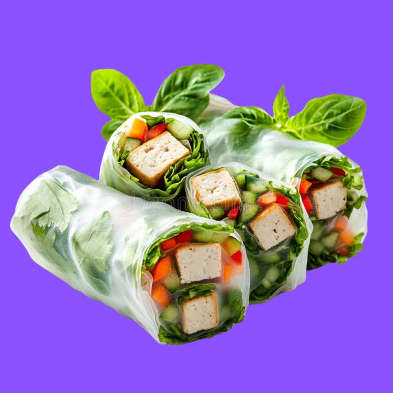 Fresh Spring Rolls Stuffed with Tofu Veggies Isolated on a Transparent ...