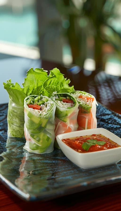 Fresh Spring Rolls. Summer Rolls Wrapped with Rice Paper and Vegetable ...
