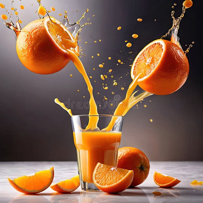 Fresh Squeezed Orange Juice, with Dynamic Splash Effect Stock ...
