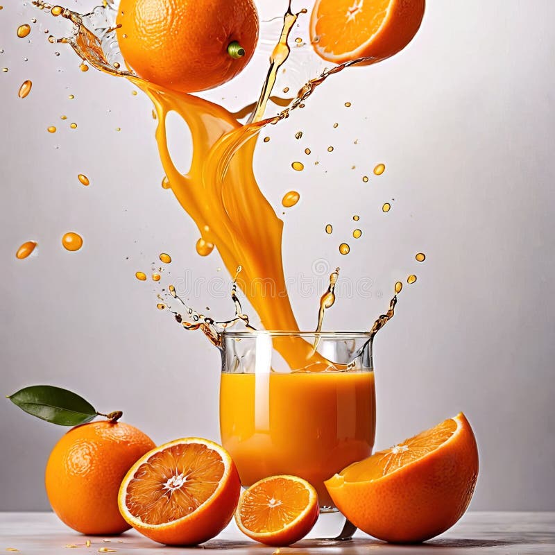 Fresh Squeezed Orange Juice, with Dynamic Splash Effect Stock ...