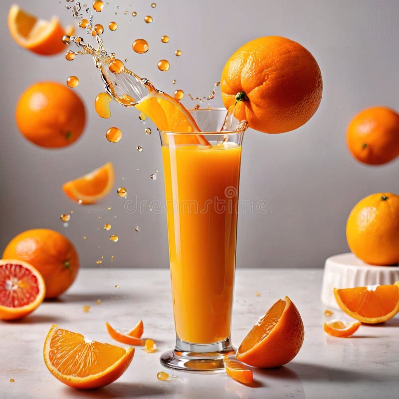 Fresh Squeezed Orange Juice, with Dynamic Splash Effect Stock ...