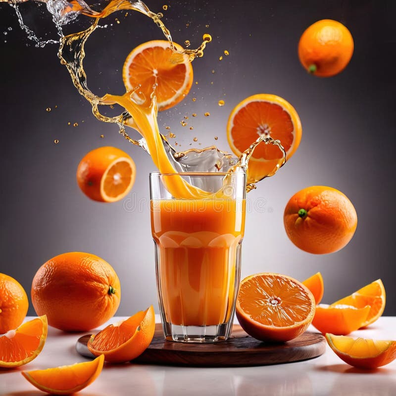 Fresh Squeezed Orange Juice, with Dynamic Splash Effect Stock ...