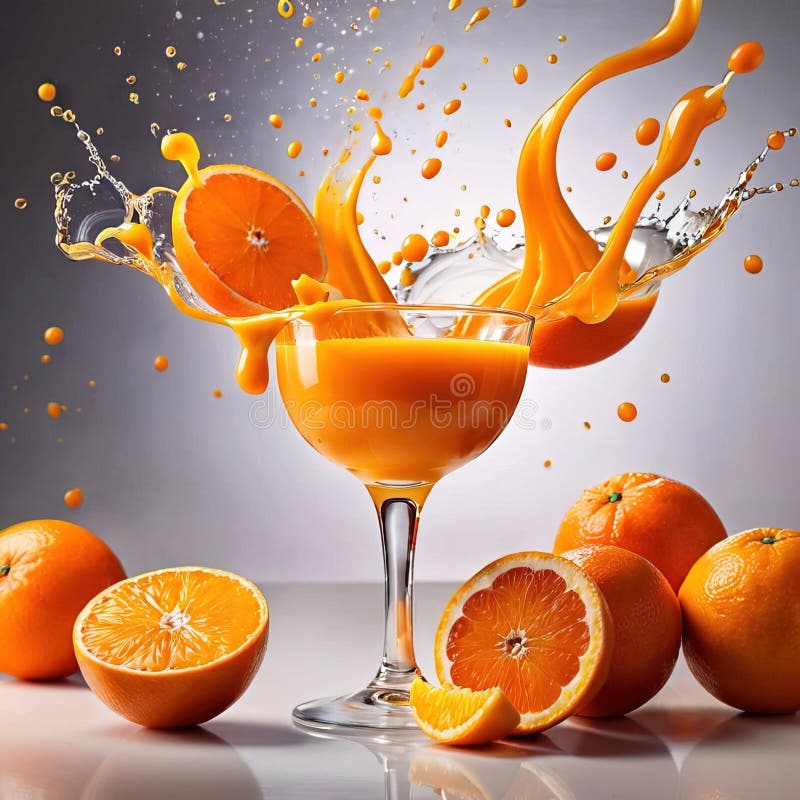 Fresh Squeezed Orange Juice, with Dynamic Splash Effect Stock ...