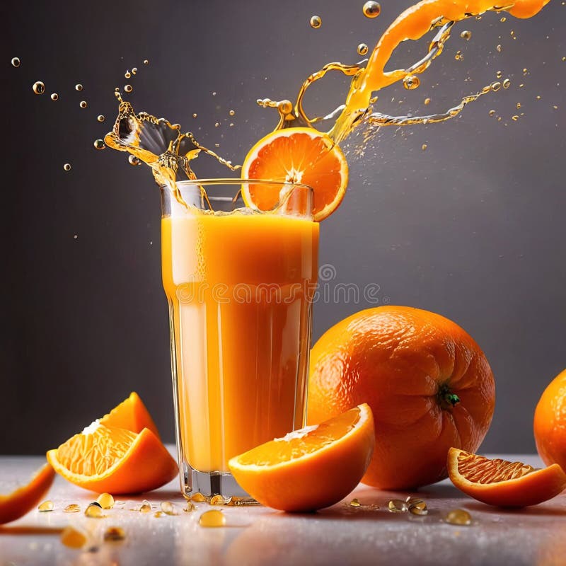 Fresh Squeezed Orange Juice, with Dynamic Splash Effect Stock ...