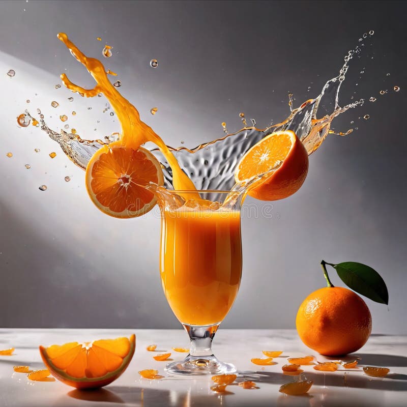 Fresh Squeezed Orange Juice, with Dynamic Splash Effect Stock ...