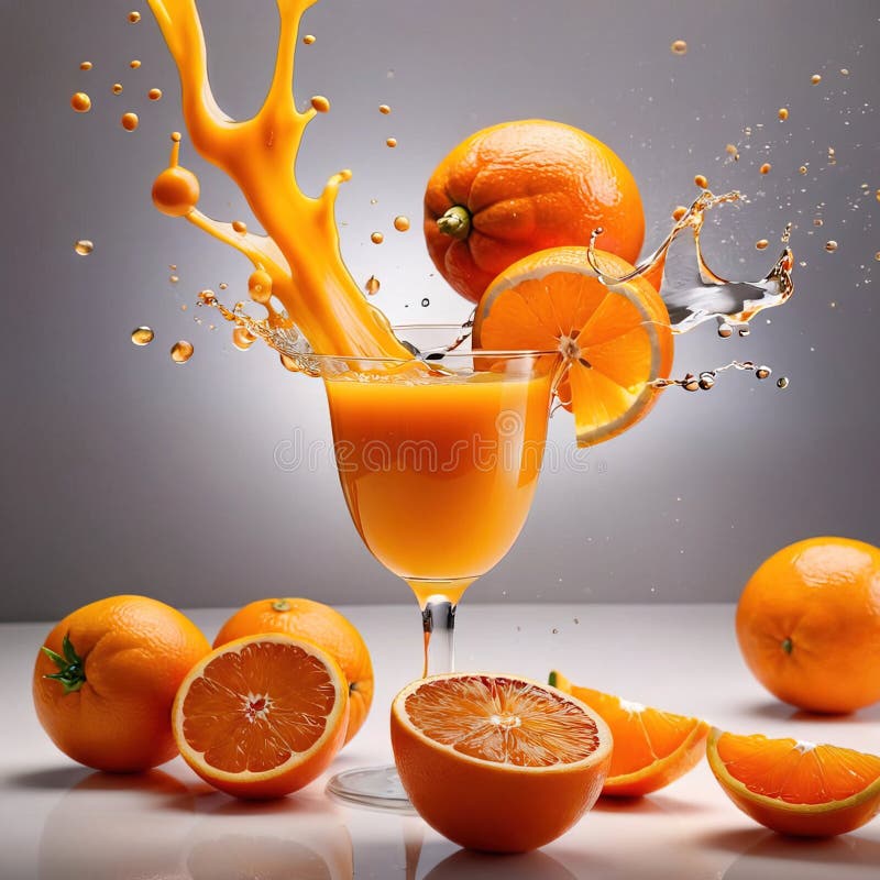 Fresh Squeezed Orange Juice, with Dynamic Splash Effect Stock ...