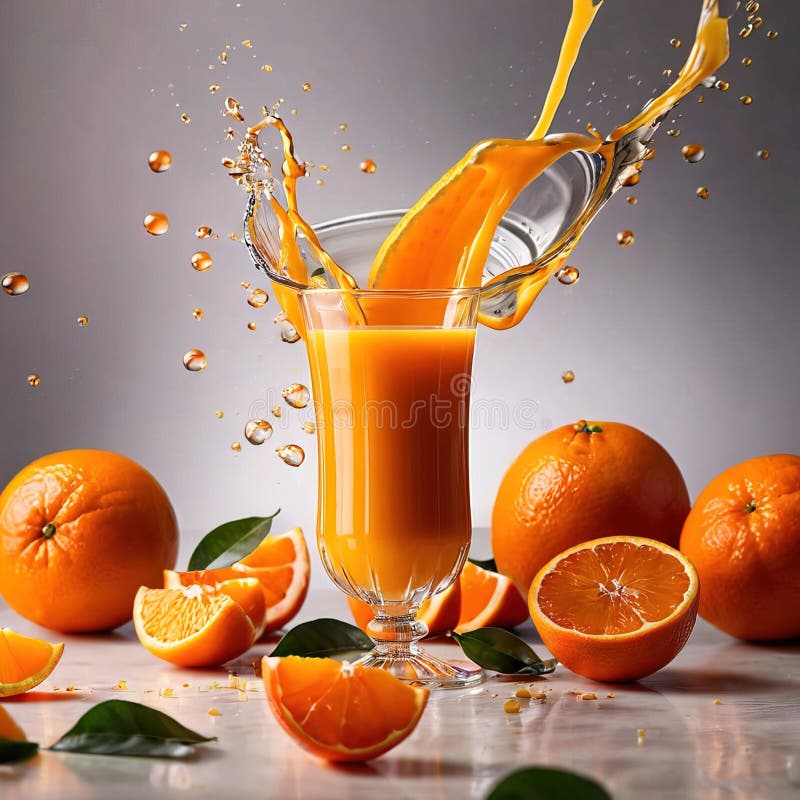 Fresh Squeezed Orange Juice, with Dynamic Splash Effect Stock ...