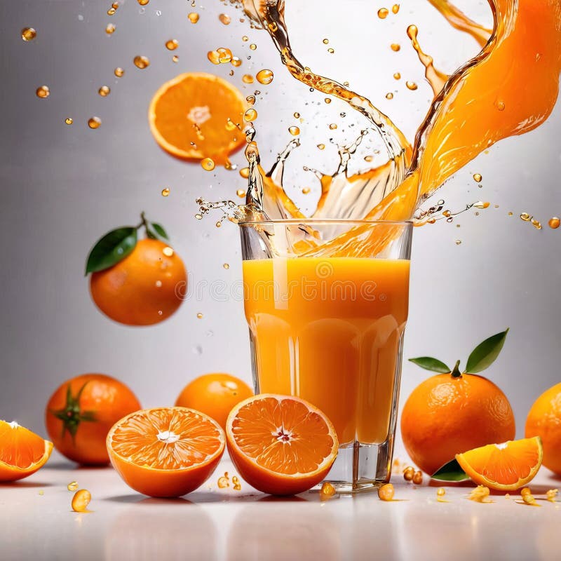 Fresh Squeezed Orange Juice, with Dynamic Splash Effect Stock ...