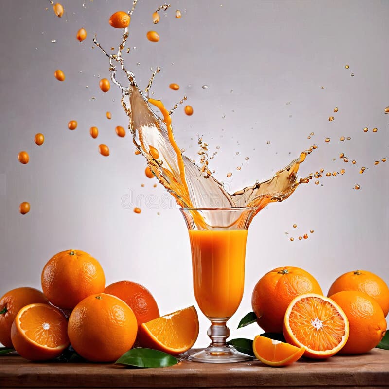 Fresh Squeezed Orange Juice, with Dynamic Splash Effect Stock ...