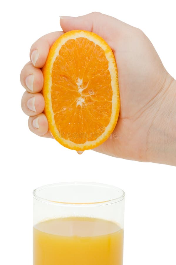 Fresh Squeezed Orange Juice Isolated on White Stock Photo - Image of ...