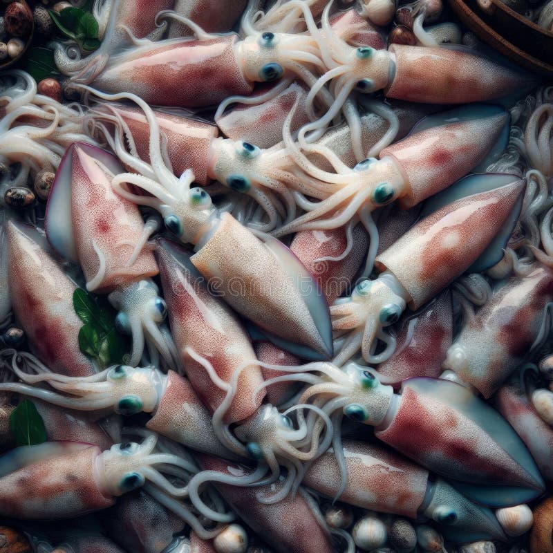 Fresh Squid from Wet Market Stock Illustration - Illustration of squid ...