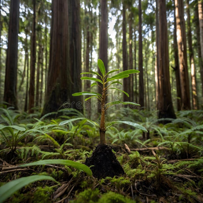 A Fresh Start the Kauri Seedling Growing in the Forest Stock Image ...