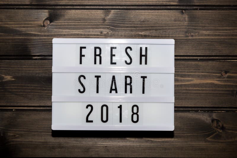 Fresh Start 2018 Message in Light Box Stock Photo - Image of letters ...