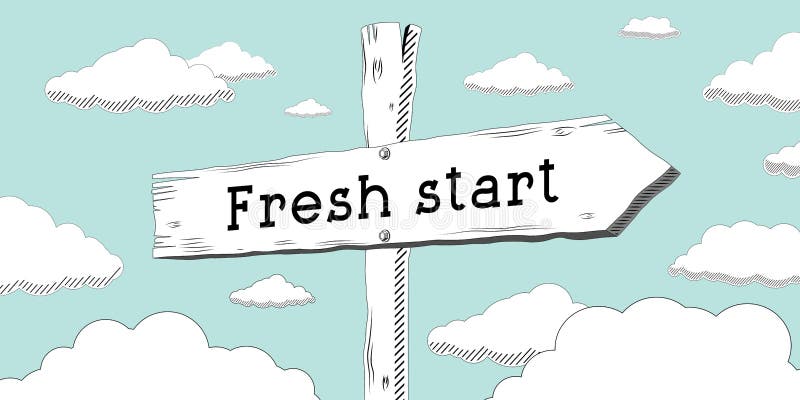 Fresh Start - Outline Signpost with One Arrow Stock Illustration ... Fresh Start - Outline Signpost with One Arrow Stock Illustration ...
