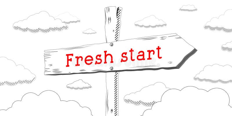 Fresh Start - Outline Signpost with One Arrow Stock Illustration ...