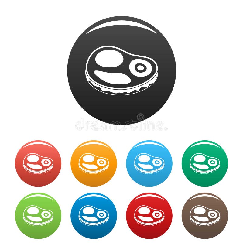 Fresh Steak Icons Set Color Stock Vector - Illustration of grill, beef ...