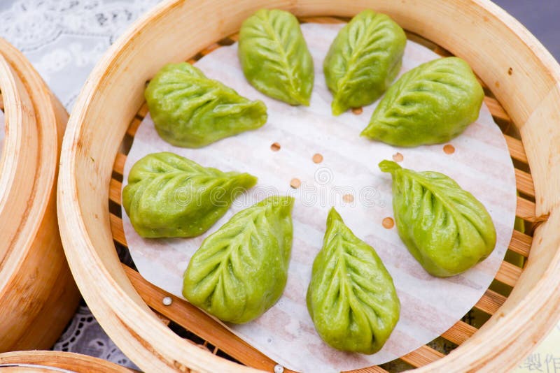 Fresh Steamed Green Vegetable Dumplings Stock Image - Image of dish ...