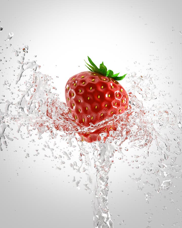 Strawberries with Milk Splash Stock Photo - Image of product, splash ...