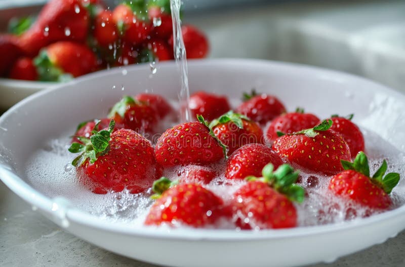 Fresh Strawberries Being Washed Stock Image - Image of washed, juicy ...