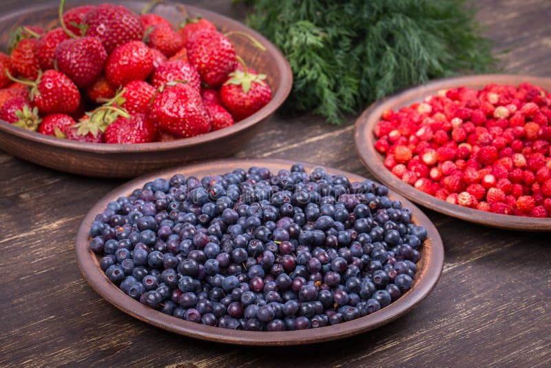 Fresh Strawberries and Blueberries , Wild Berry. Stock Image - Image of ...