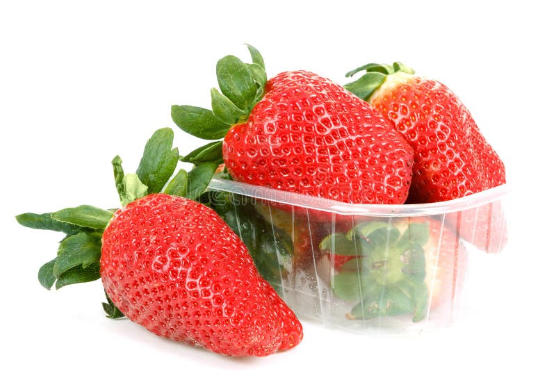 Fresh Strawberries in Box on White Stock Photo - Image of juicy, berry ...