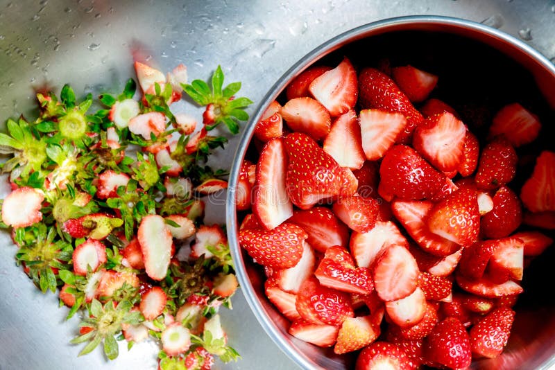 Strawberries Cleaned and Washed Under Running Water Stock Image - Image ...