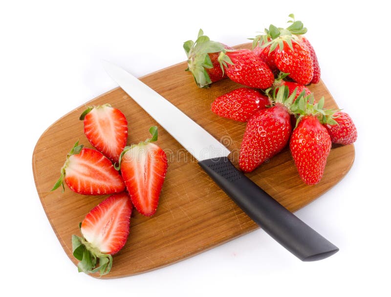 Fresh Strawberries on a Cutting Board Stock Image - Image of wooden ...