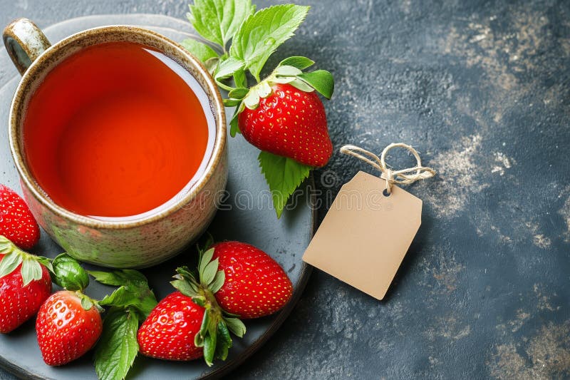 Fresh Strawberries Herbal Tea Cozy Setting Natural Textures Stock ...