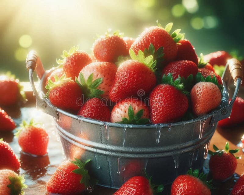 Fresh Strawberries in Natural Morning Light Stock Photo - Image of ...
