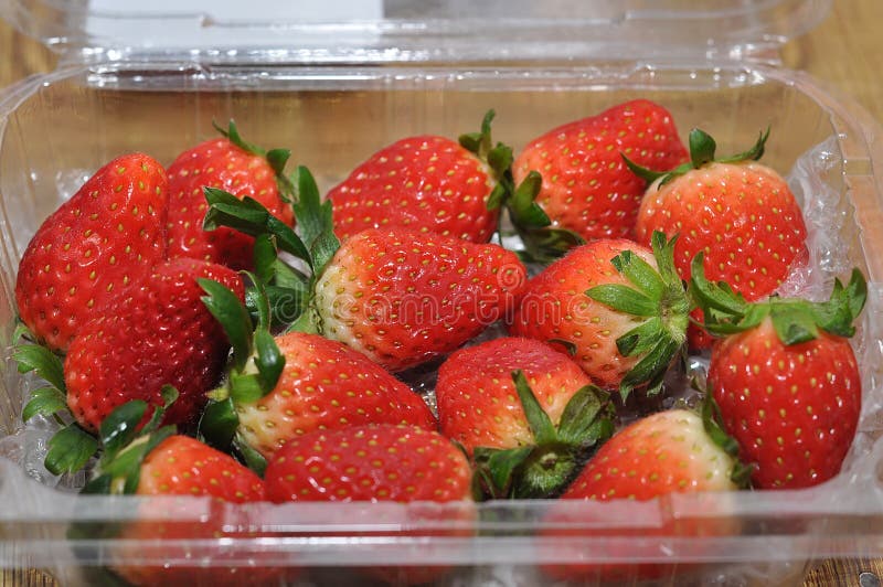 Fresh Strawberries Packed with Plastic Pack Stock Image - Image of ...