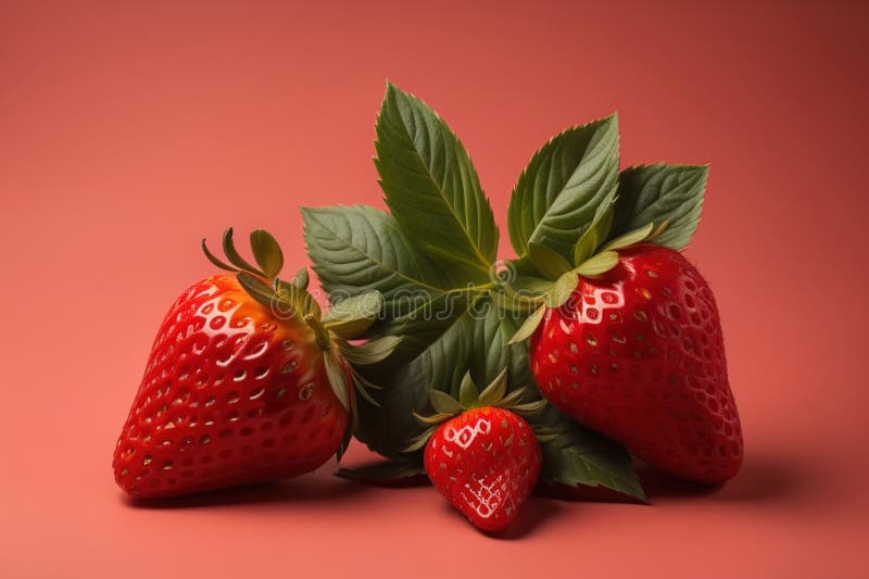 Fresh Strawberries on a Solid Color Background. Generative Ai Stock ...