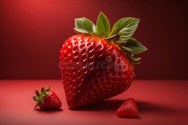 Fresh Strawberries on a Solid Color Background. Generative Ai Stock ...