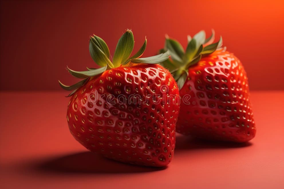 Fresh Strawberries on a Solid Color Background. Generative Ai Stock ...