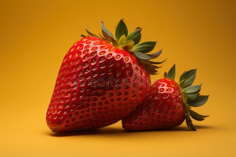 Fresh Strawberries on a Solid Color Background. Generative Ai Stock ...