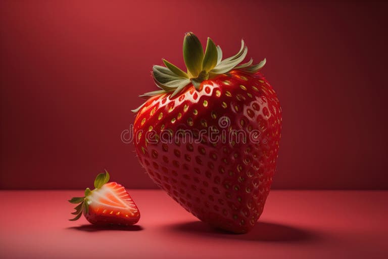 Fresh Strawberries on a Solid Color Background. Generative Ai Stock ...