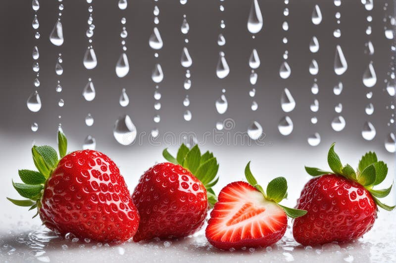 Fresh Strawberries with Water Drops Stock Photo - Image of color ...