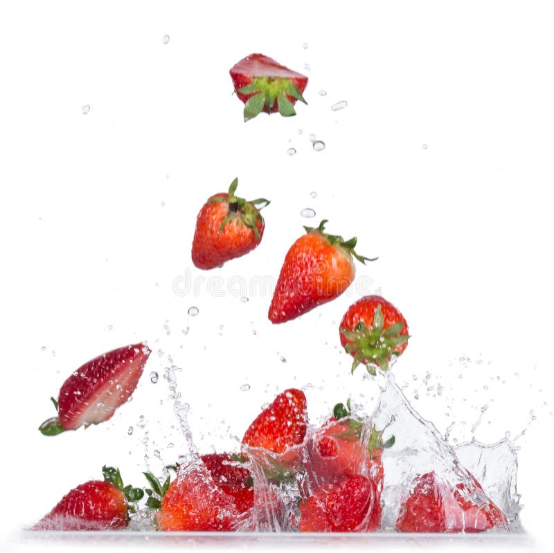 Fresh Strawberries with Water Splash Stock Image - Image of fruit ...