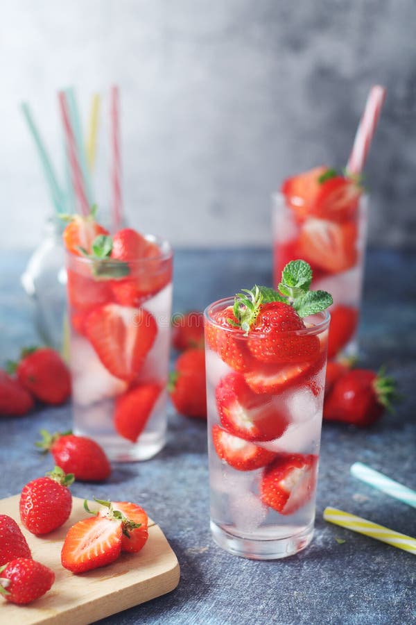 Fresh Strawberry Drink with Ice Stock Image - Image of berry, cool ...