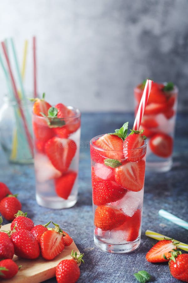 Fresh Strawberry Drink with Ice Stock Photo - Image of strawberry ...