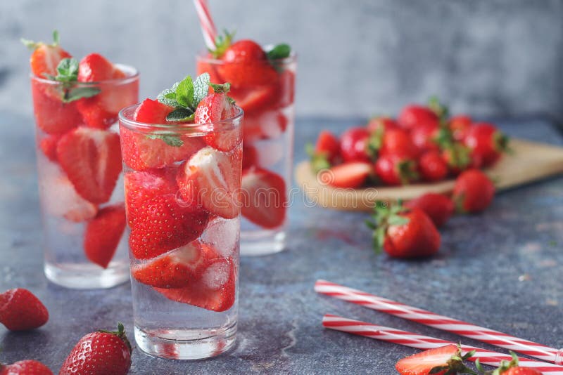 Fresh Strawberry Drink with Ice Stock Image - Image of fruit, cocktail ...