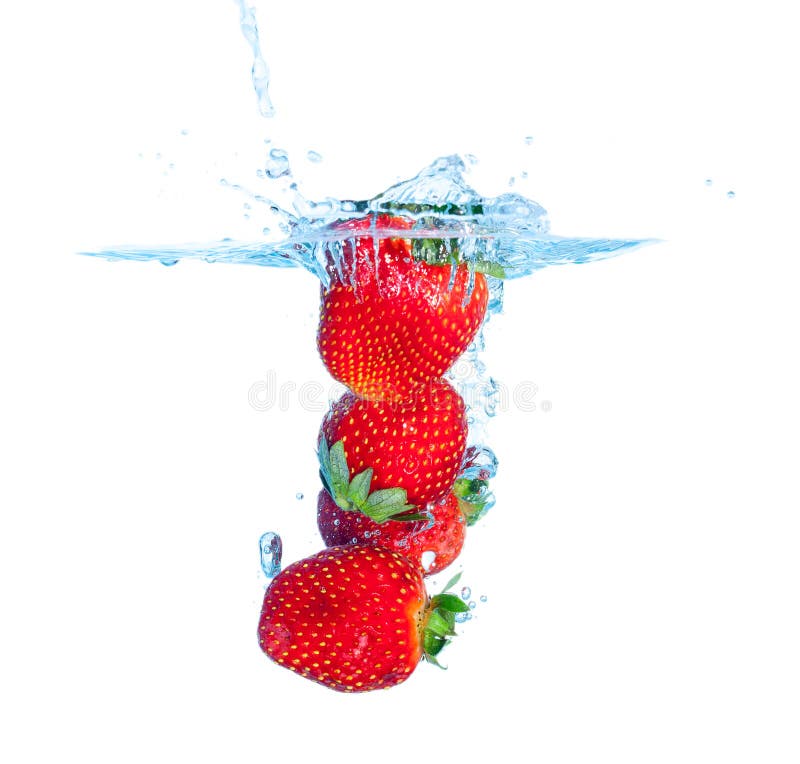 Strawberry splash in water stock photo. Image of drink - 6361498