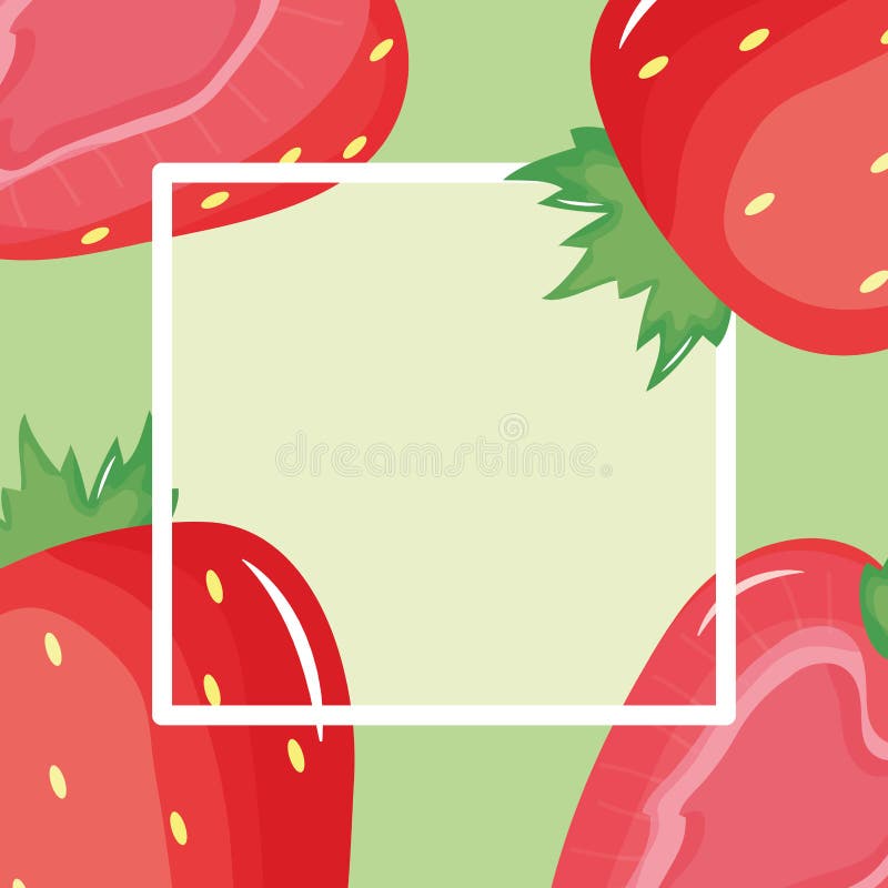 Fresh Strawberry Fruit Square Frame Stock Vector - Illustration of ...