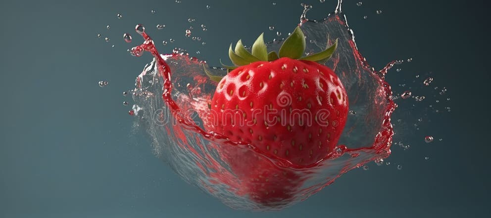 Fresh Strawberry Fruit with Water Splash Background Stock Illustration ...