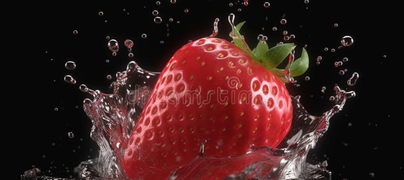 Fresh Strawberry Fruit with Water Splash Background Stock Illustration ...