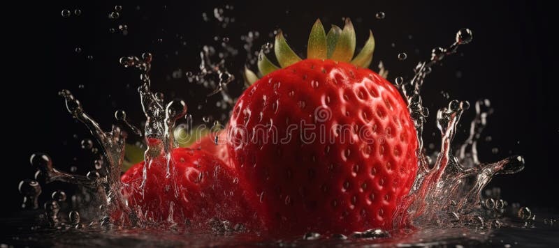 Fresh Strawberry Fruit with Water Splash Background Stock Illustration ...