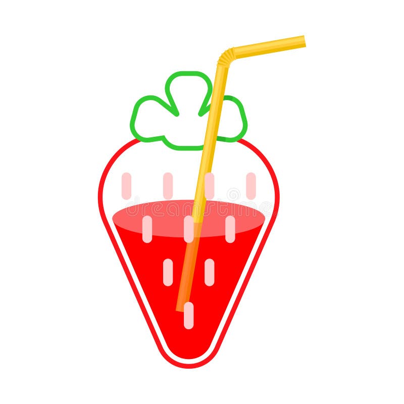 Fresh Strawberry Juice with Beverage Tube. Vector Illustration Stock ...