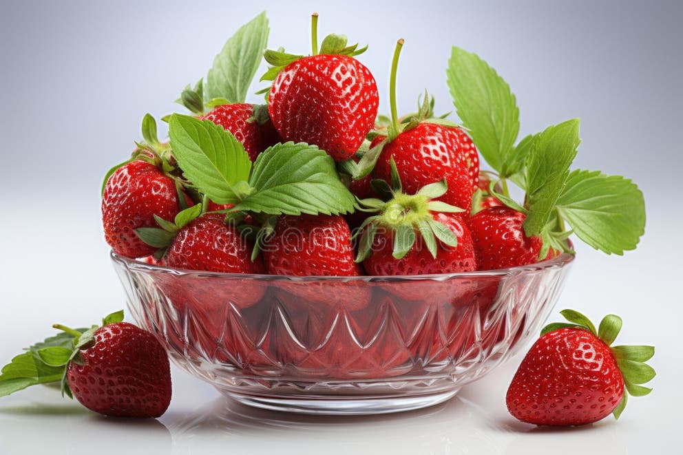 Fresh Strawberry Side View with Basil in White Ba Stock Illustration ...