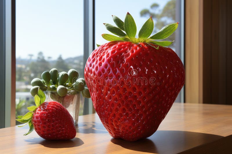 Fresh Strawberry Side View on Light and White W Stock Illustration ...