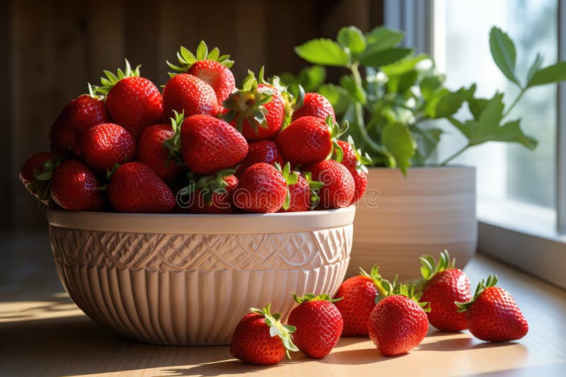 Fresh Strawberry Side View on Light and White W Stock Illustration ...