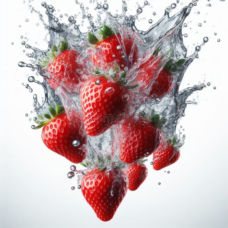 Fresh Strawberry Splash with White Background Stock Illustration ...